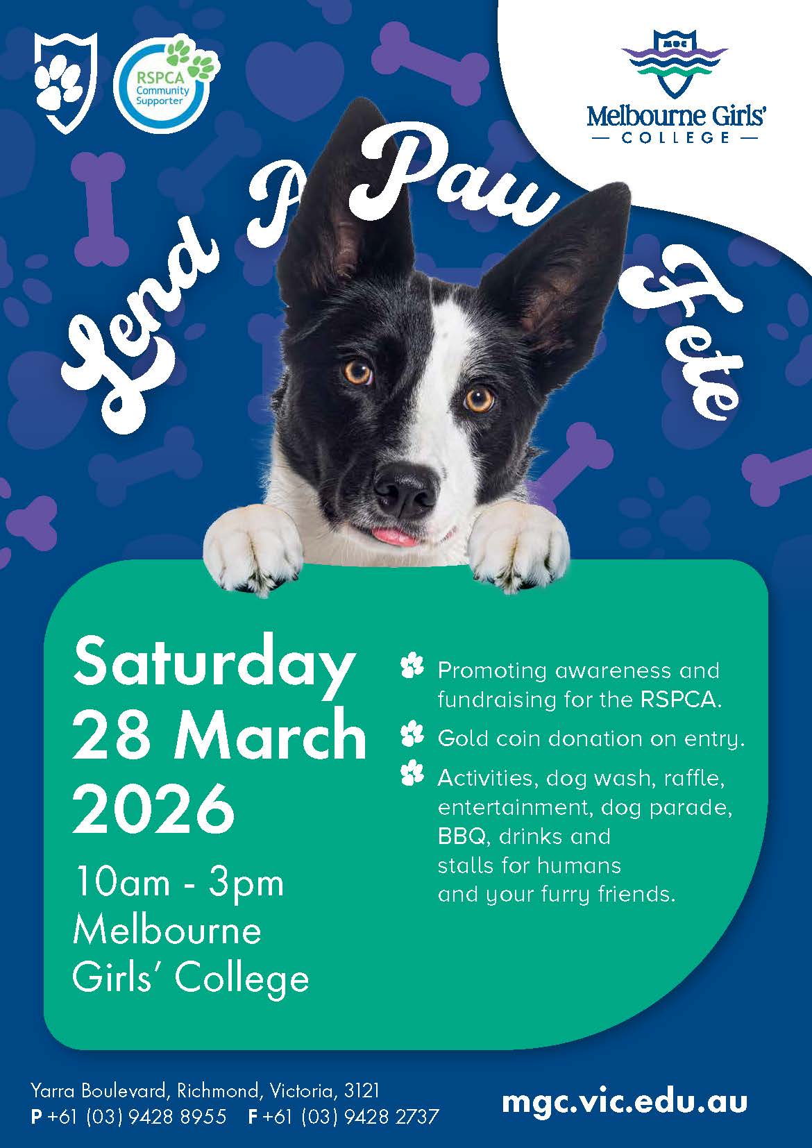 Save the Date: Lend A Paw Fete - 28th March - Melbourne Girls' College